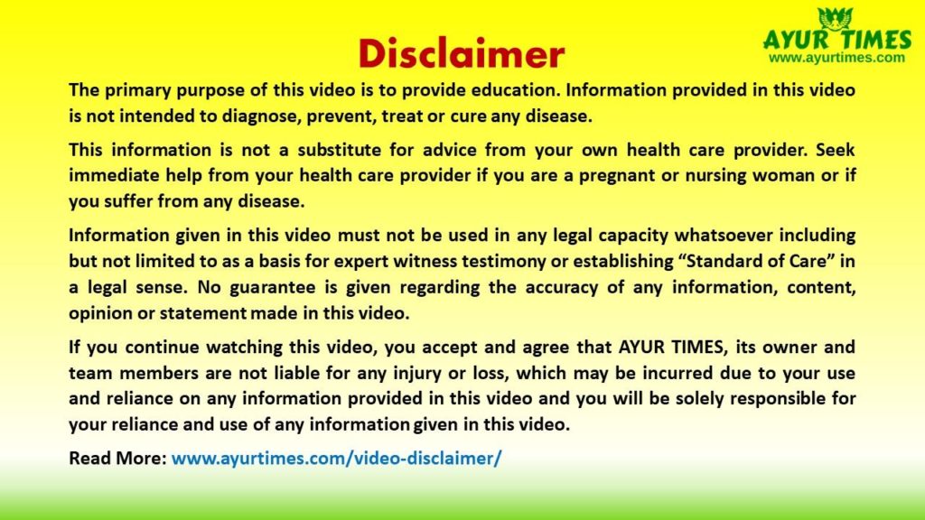 Video Disclaimer - Ayur Times